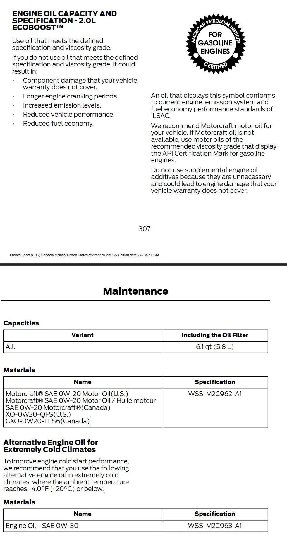 Ecoboost 2.0 MPC (2025+) Oil Specification Change | 2021+ Ford Bronco ...