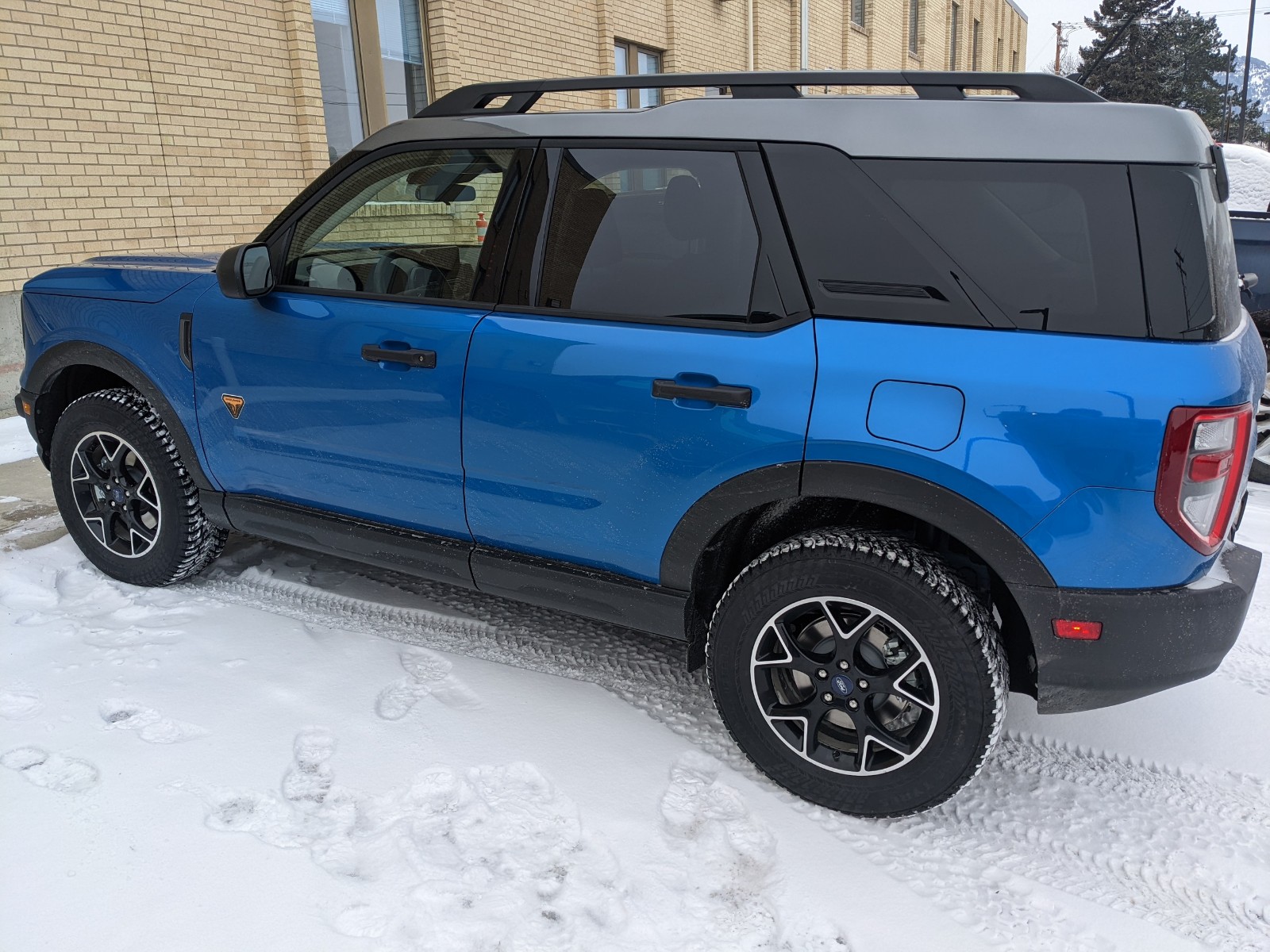 Studded winter tires on Focus wheels installed (on Velocity Blue Bronco ...
